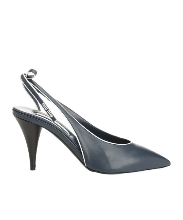 Miu Miu Bow-detailed Pointed-toe Slingback Pumps - Gray