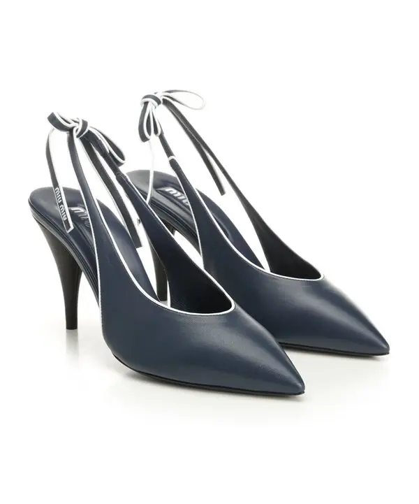 Miu Miu Bow-detailed Pointed-toe Slingback Pumps