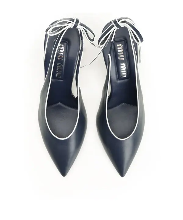 Miu Miu Bow-detailed Pointed-toe Slingback Pumps