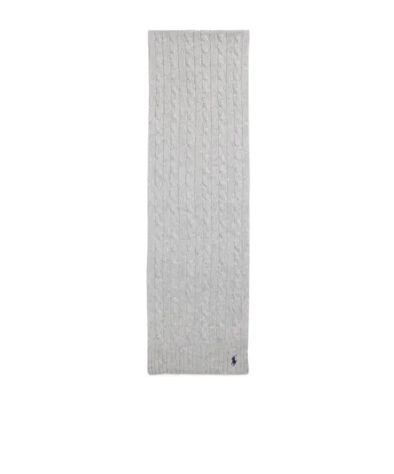 Polo Ralph Lauren Logo Embroidered Cable Knitted Scarf