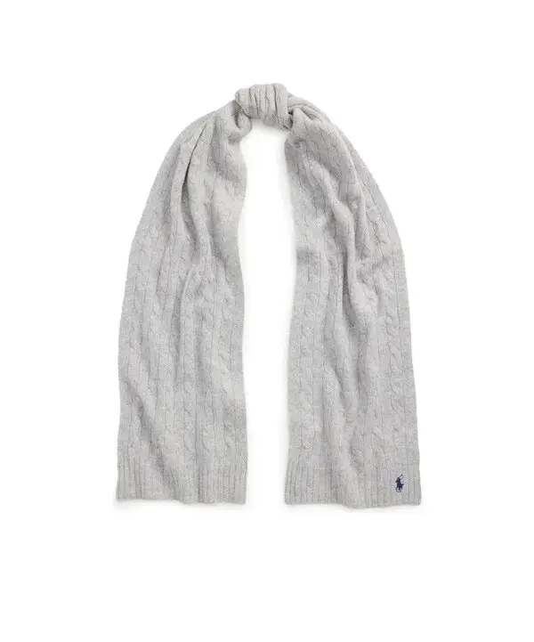 Polo Ralph Lauren Logo Embroidered Cable Knitted Scarf