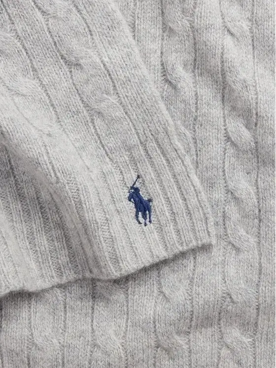 Polo Ralph Lauren Logo Embroidered Cable Knitted Scarf