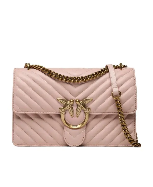 Pinko Logo Shoulder Bag - Nude