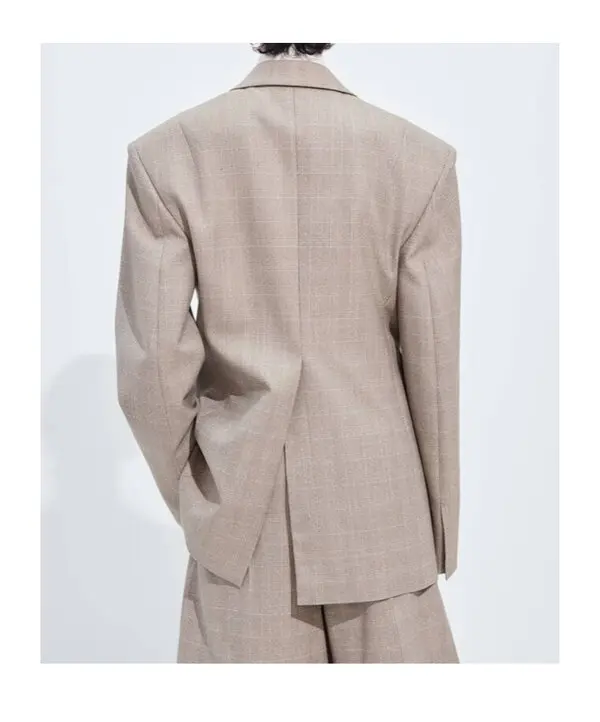 Bottega Veneta Prince Of Wales Wool Jacket - Silt/plaster