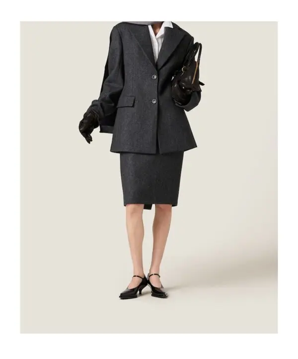 Miu Miu Midi Skirt With Rear Slit