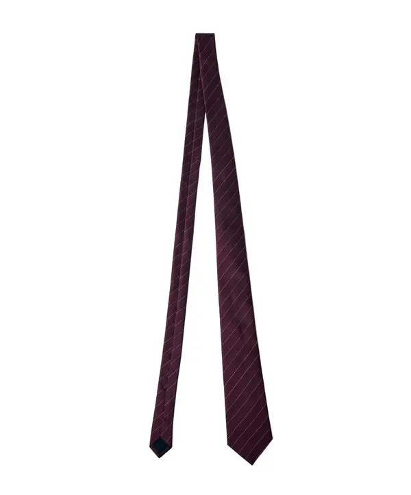 Saint Laurent Striped Logo Patch Tie