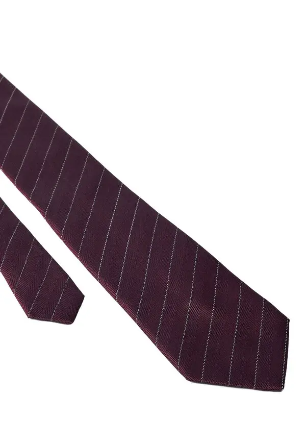 Saint Laurent Striped Logo Patch Tie