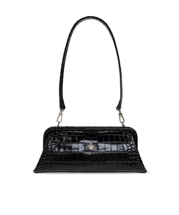 VIVIENNE WESTWOOD Orb Plaque Embossed Shoulder Bag - Black