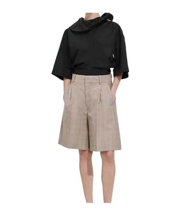 Bottega Veneta Prince Of Wales Wool Shorts - Nude