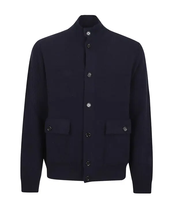 LARDINI High-neck Buttoned Knitted Cardigan