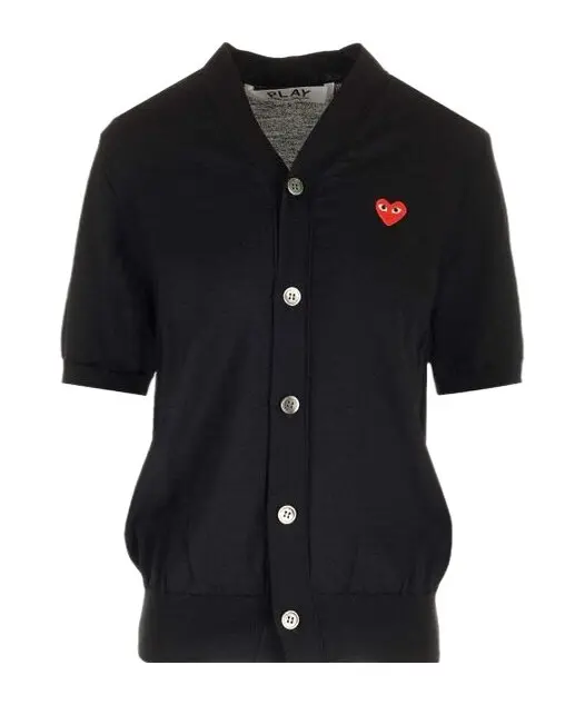 Play Comme Des Garcon Comme Des Garçons Play Heart Motif Short Sleeved Cardigan - Black