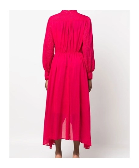 FORTE_FORTE Long Sleeve V-neck Dress With Irregular Hem