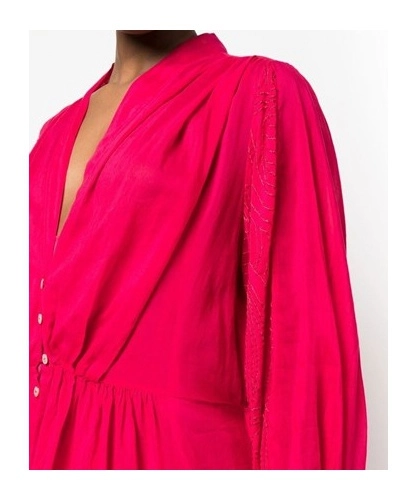 FORTE_FORTE Long Sleeve V-neck Dress With Irregular Hem