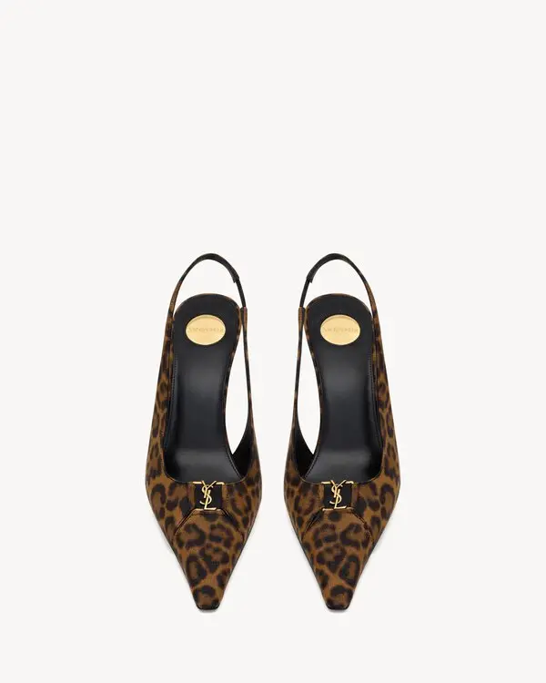 Saint Laurent Babylone Bretuil Slingback Pumps - Brown