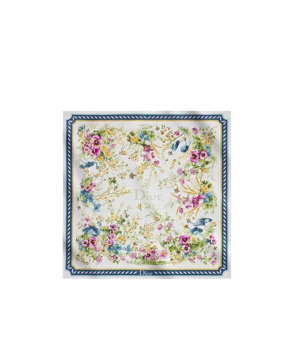 Dior Dioriviera Toile De Jouy Floral Garden 90 Square Scarf - Multicolor