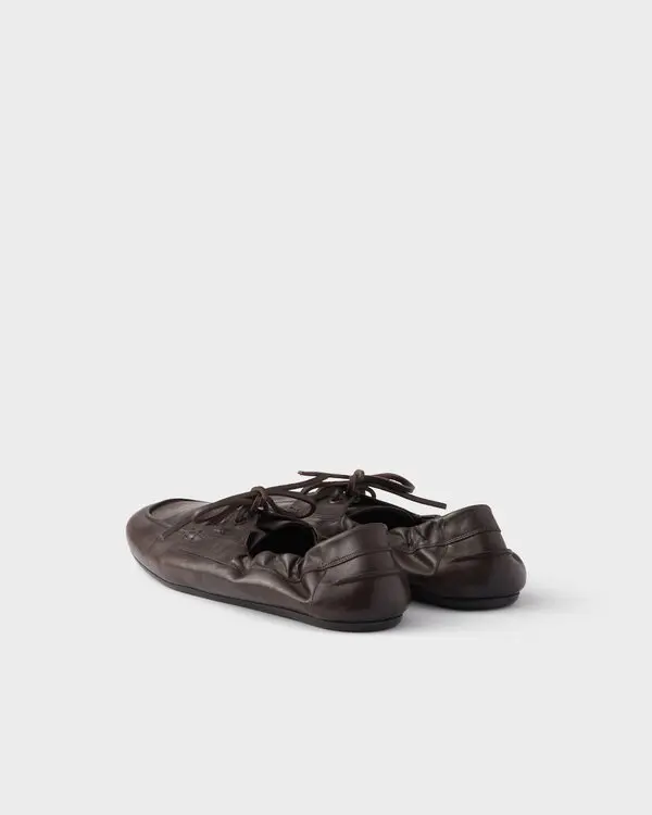 Prada Leather Lace-up Boat Shoes