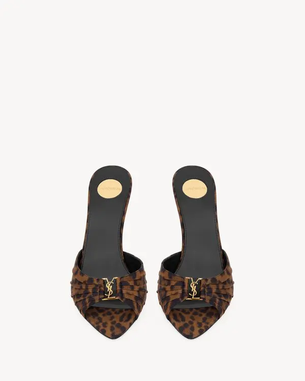 Saint Laurent Babylone Mules In Leopard Grosgrain