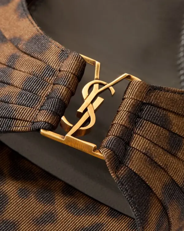 Saint Laurent Babylone Mules In Leopard Grosgrain