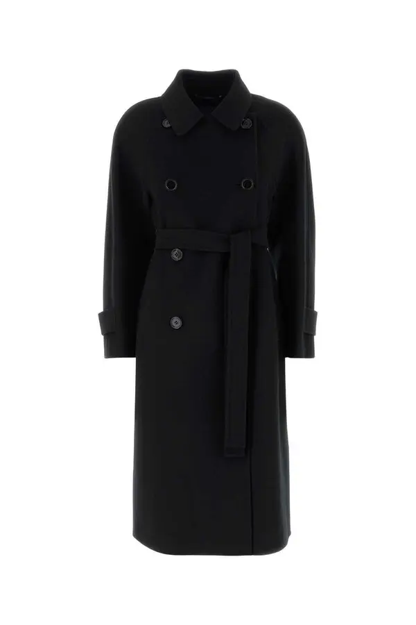 Max Mara Samanta Double-breasted Belted Coat - Black