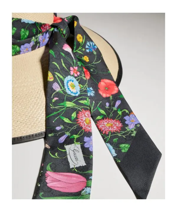 Gucci Panama Hat With Silk Ribbon