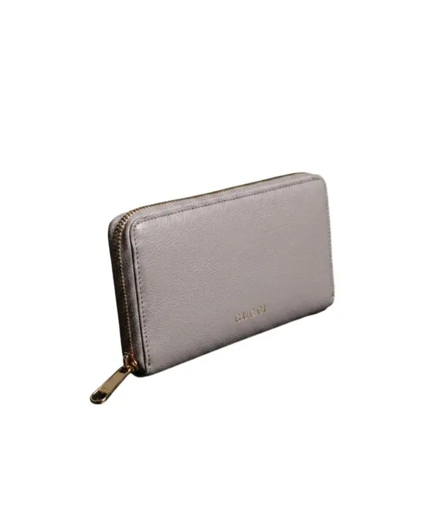 Gucci Zip Around Wallet With Lettering - Grey