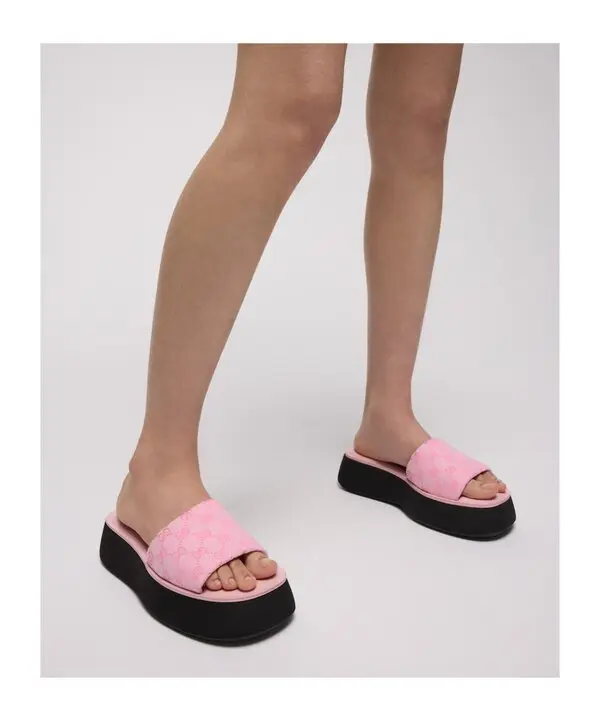 Gucci Flatform Slide Sandals - Pink