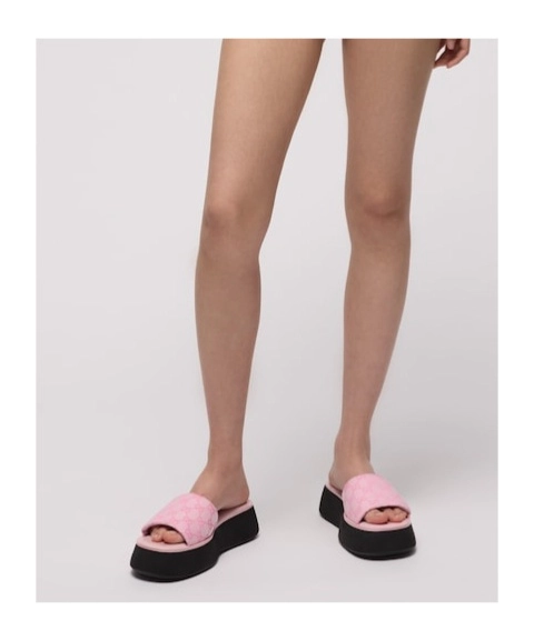 Gucci Flatform Slide Sandals - Pink