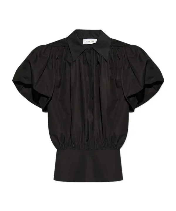 LANVIN Puff Sleeved Gathered Top - Black
