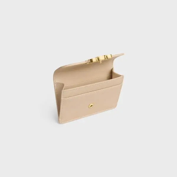 Celine Card Holder With Flap Triomphe In Shiny Calfskin