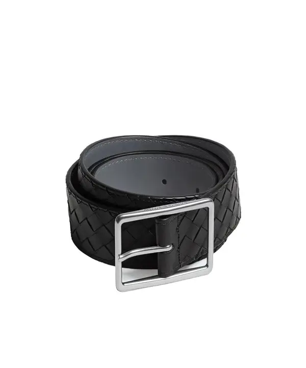 Bottega Veneta Intrecciato Piccolo Belt - Black/thunder Gray
