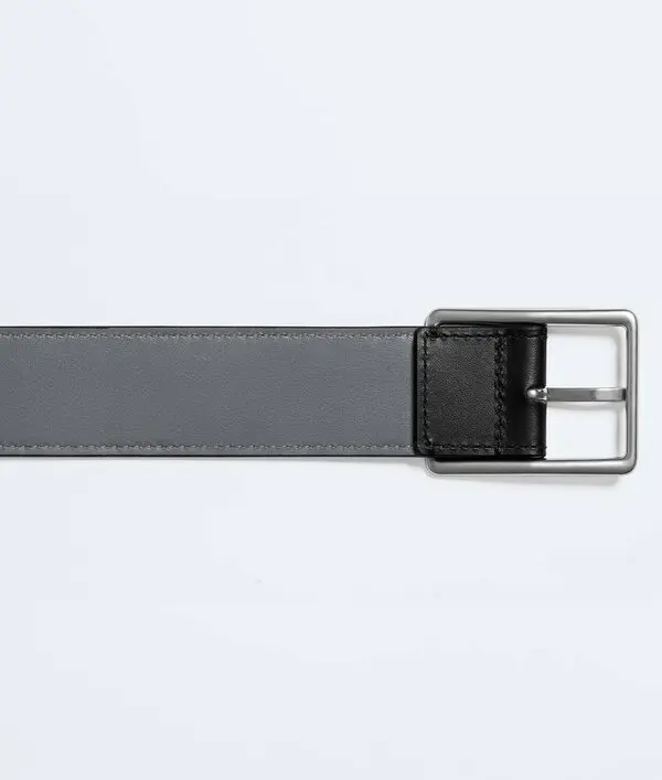 Bottega Veneta Intrecciato Leather Belt - Black/thunder Gray