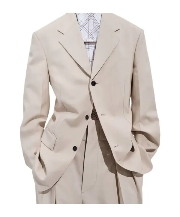 Bottega Veneta Wool And Cotton Jacket - Beige/light Blue
