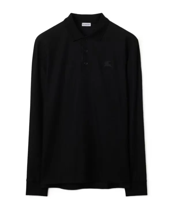 Burberry Long-sleeve Cotton Polo Shirt - Black
