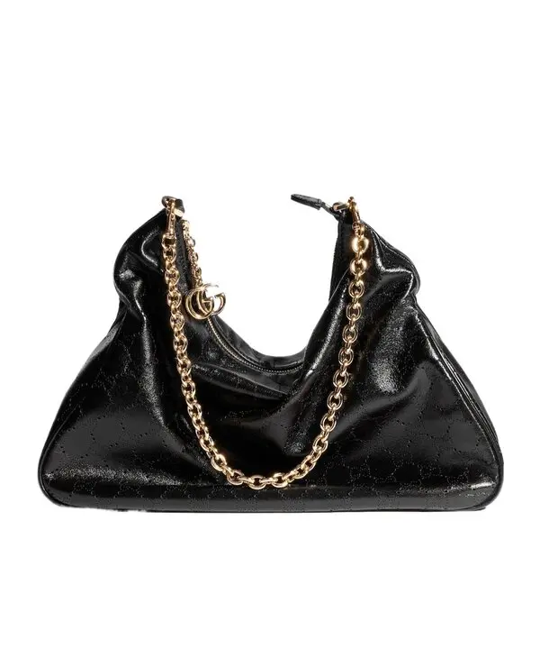 Gucci Lady Lunetta Chain Medium Shoulder Bag - Black