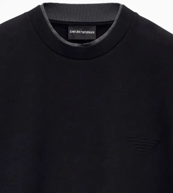 Emporio Armani Double Jersey Sweatshirt With Eagle Embroidery