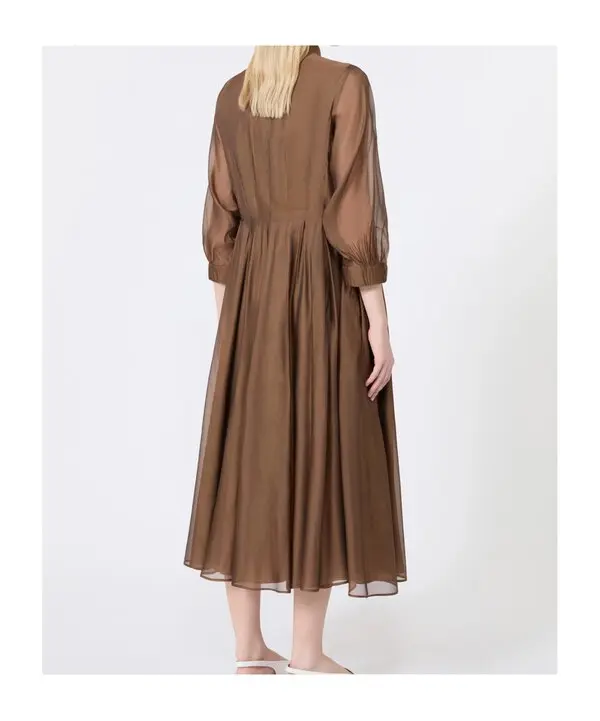 Max Mara Crystal-embellished Pleated Midi Shirt Dress - Honey-colored
