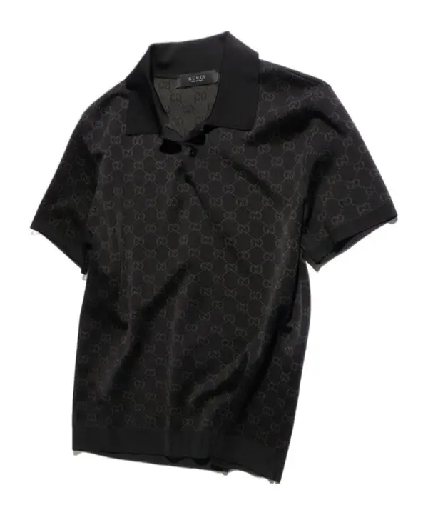 Gucci Viscose Gg Jacquard Polo Shirt