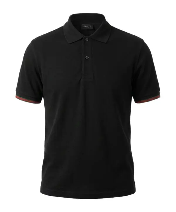 Gucci Silk Jersey Polo Shirt With Web