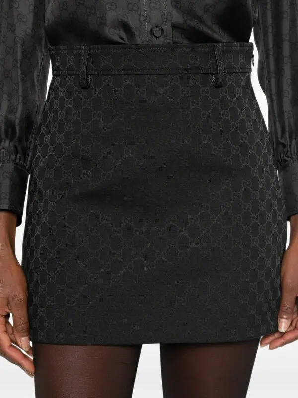 Gucci Gg Cotton Blend Mini Skirt - Black