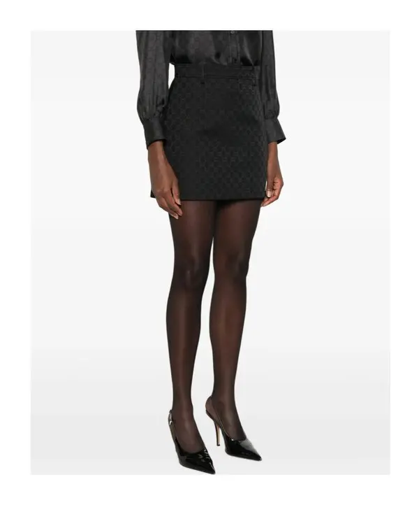 Gucci Gg Cotton Blend Mini Skirt - Black