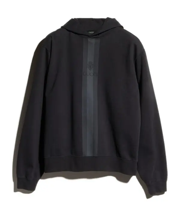 Gucci Hooded Sweatshirt With Muted Web - Black