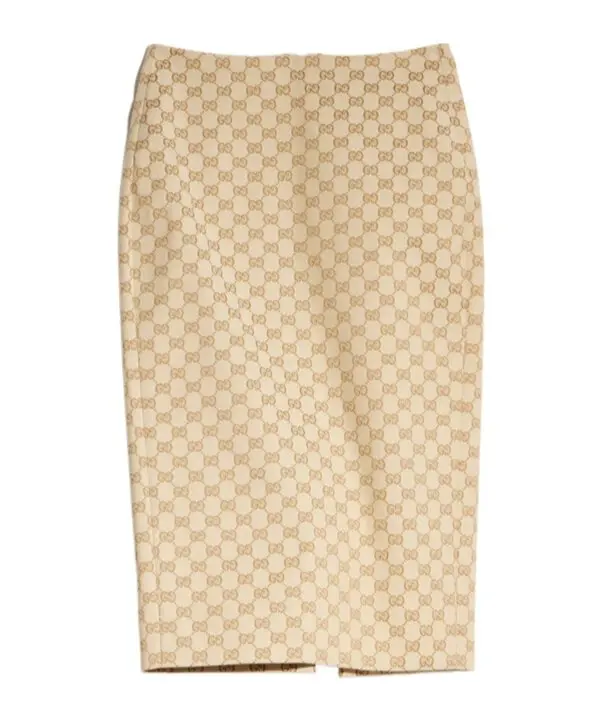 Gucci Gg Cotton Canvas Midi Skirt