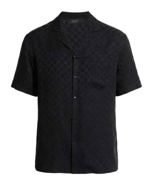 Gucci Gg Silk Jacquard Bowling Shirt