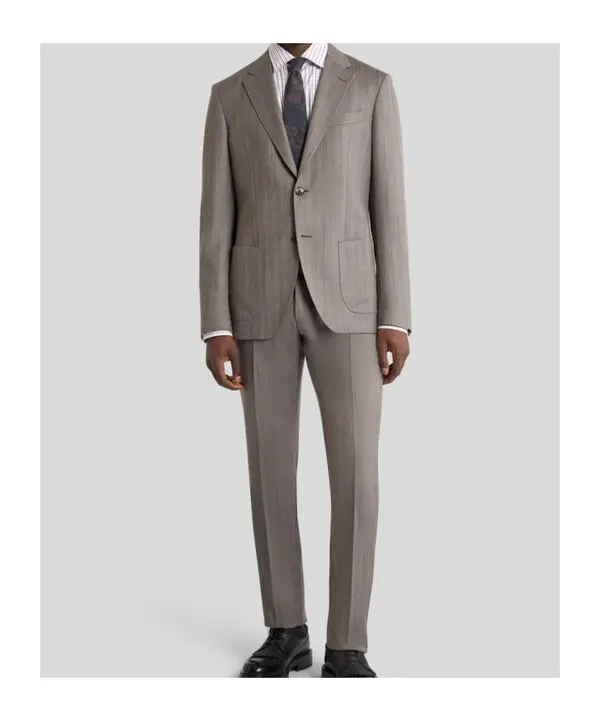 Etro Single-breasted Wool Suit With Chevron Stripes