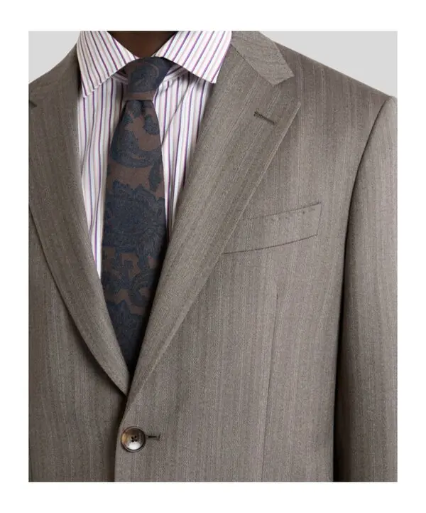 Etro Single-breasted Wool Suit With Chevron Stripes