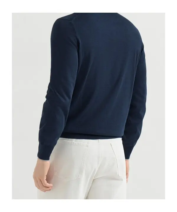 Brunello Cucinelli Sea Island Cotton And Cashmere Lightweight Knit Polo - Avio Blue