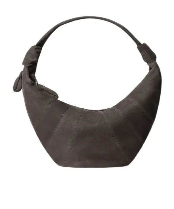 LEMAIRE Fortune Croissant Bag In Alpaca Nubuck - Ebony Brown