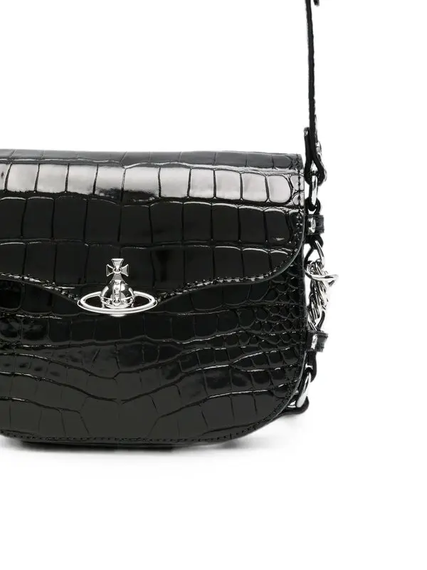 VIVIENNE WESTWOOD Hunter Flap Croc-embossed Mini Crossbody Bag