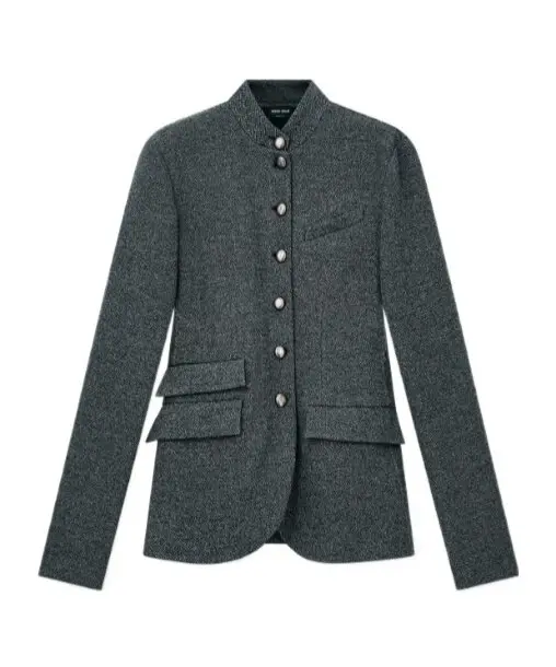 Giorgio Armani Slim-fit Blazer In Herringbone Effect Jersey - Grey