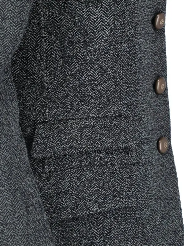 Giorgio Armani Slim-fit Blazer In Herringbone Effect Jersey - Grey